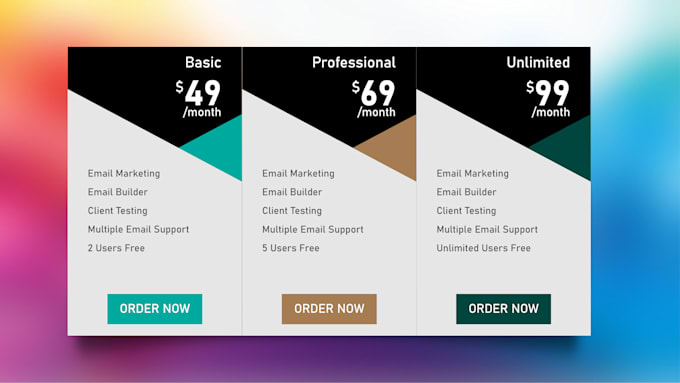 Design modern pricing table, comparison chart, price chart by Rumon ...