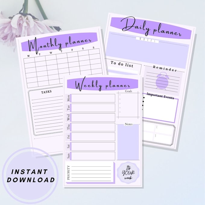 Create high quality custom digital printable planner by Suhana_21 | Fiverr