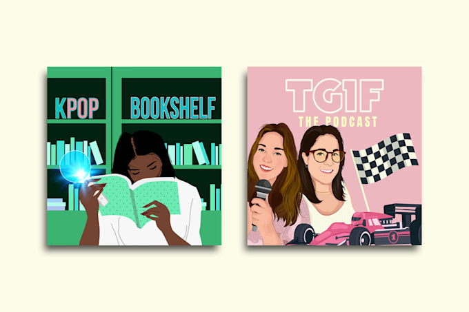 Design portrait podcast cover art by Em_arooj | Fiverr