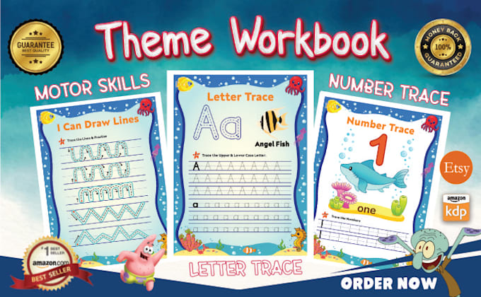 Design theme worksheet for kids tracing handwriting workbook by Saayra ...