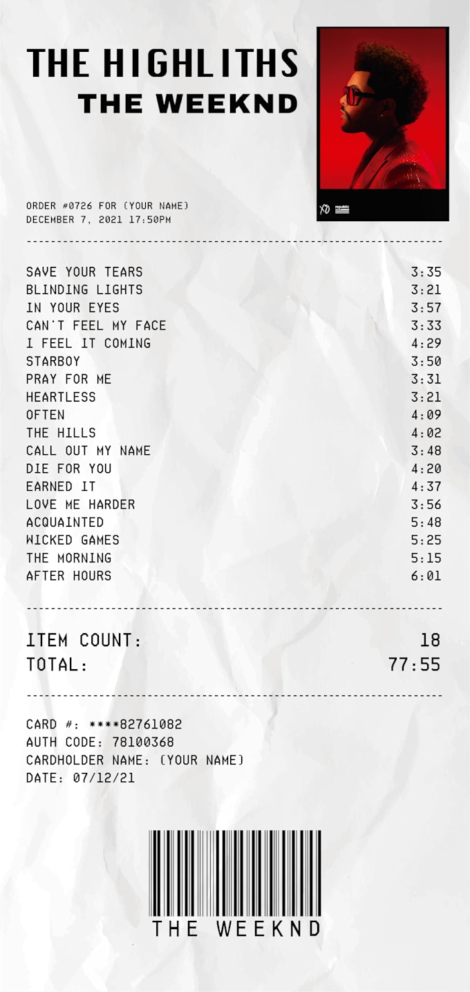 Design a custom music album receipts poster by Olearag | Fiverr