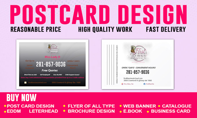 Create high quality awesome postcard design,eddm, flyer design ...