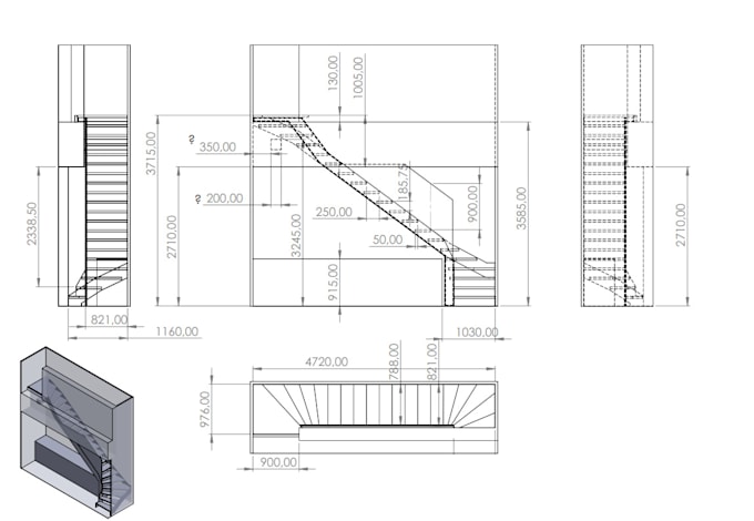 Design a modern staircase including templates and dxf files by ...