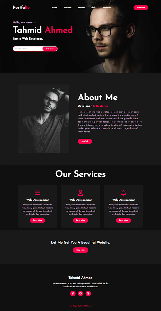 Design your responsive personal portfolio website using html and css by ...