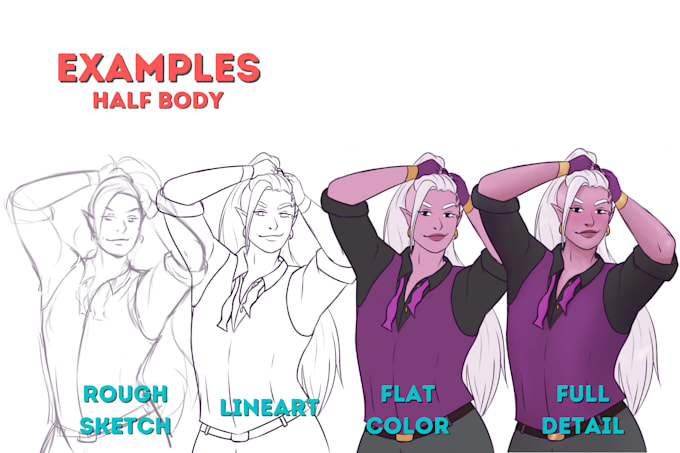 Draw a half body illustration of you or your character by Alysurr | Fiverr