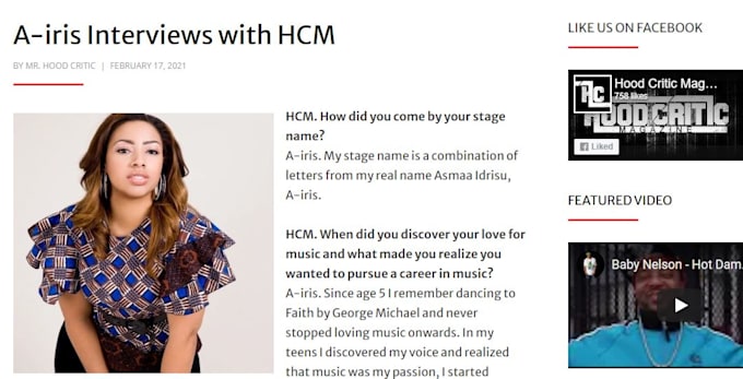 Write a basic interview for a new hip hop artist by Mrhoodcritic | Fiverr