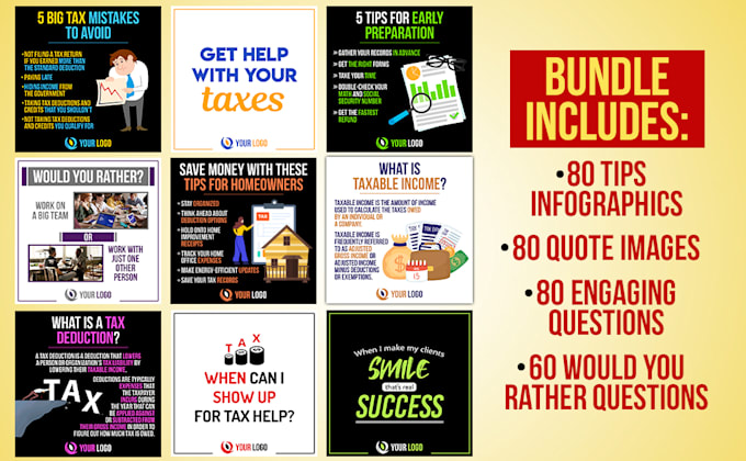Design 300 tax preparation infographic quotes for instagram by ...
