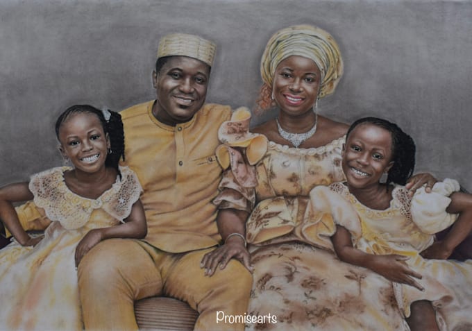 Draw amazing realistic family portraits from photo by Promisearts | Fiverr