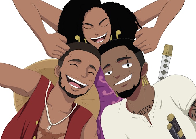 Draw custom one piece character illustrations by Latiifae | Fiverr