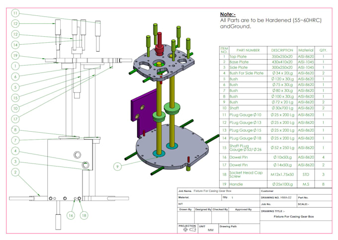 Draw 3d models and 2d drawings in solidworks autocad creo parametric ...