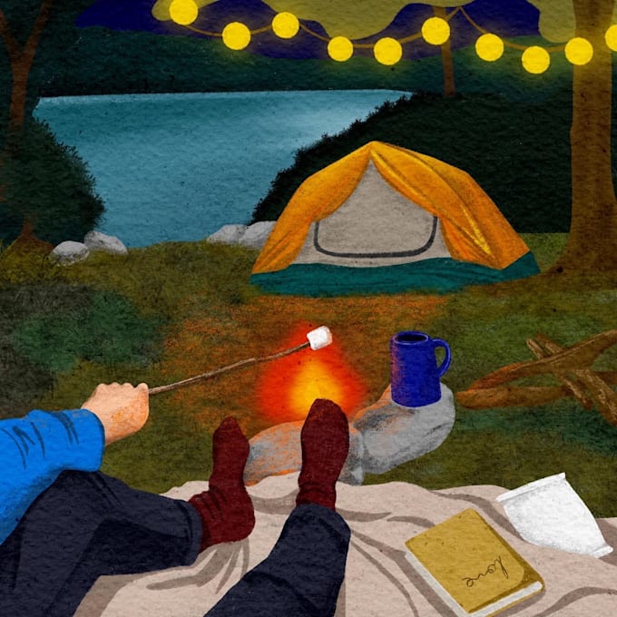 Draw minimalistic illustration with cozy vibes by Sinahjung | Fiverr