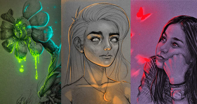Draw neon sketch art by Jdraw_arte | Fiverr