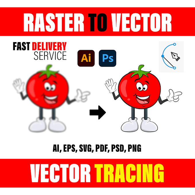 Convert files raster to vector conversion in psd png ai svg eps by Dk ...