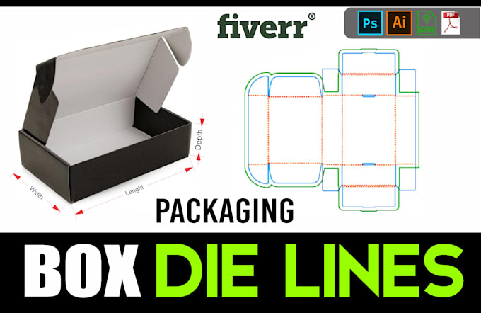 Create dieline or die cut line for box packaging design by ...