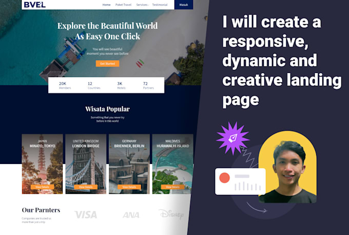 Create a responsive, dynamic and creative landing page by Irfhan33 | Fiverr