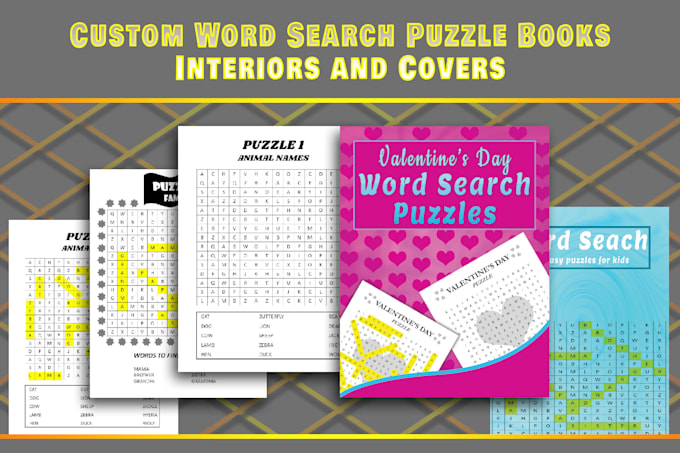 Create custom word search puzzle book interiors with covers for kdp by ...