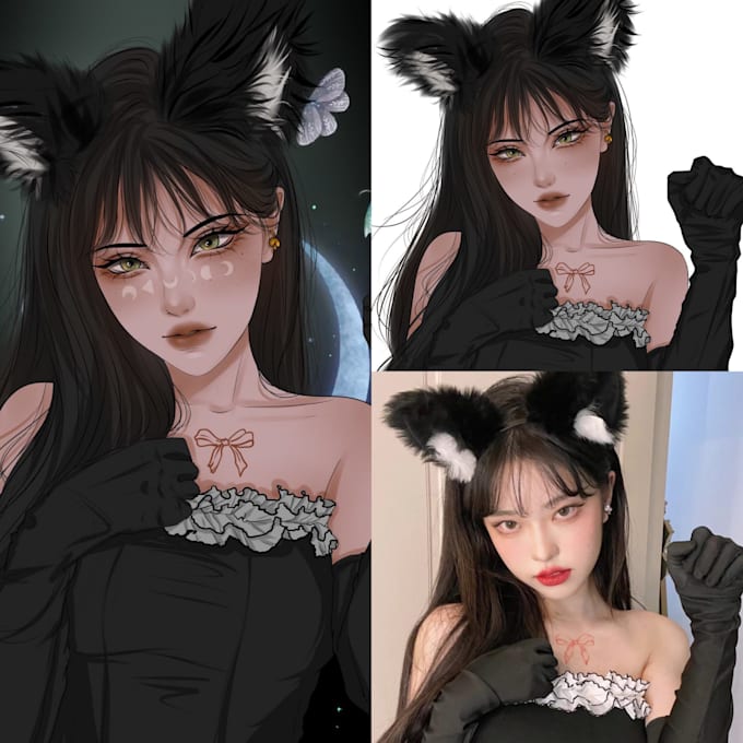 Draw personalize portrait in dark cartoon style by Katezhao759 | Fiverr