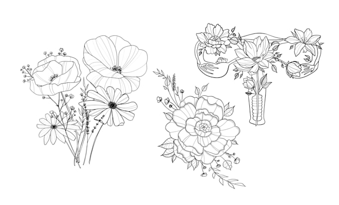 Design flower linework tattoos by Malbar_ | Fiverr