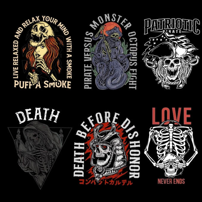 Create edgy skull illustration tshirt design, logo design by ...