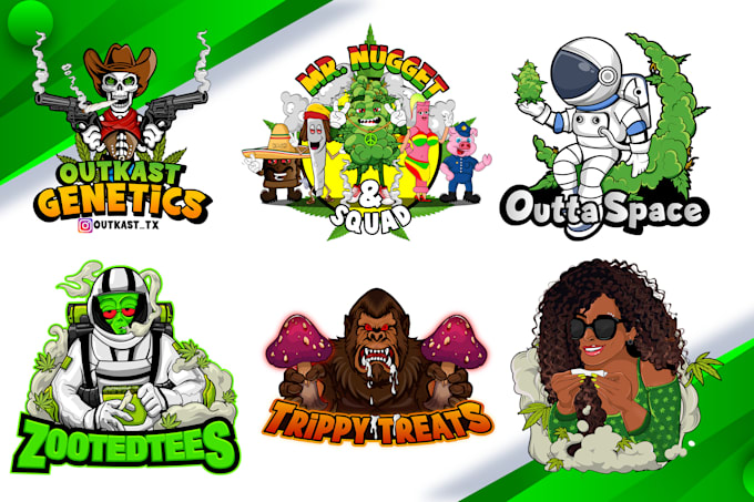 Design an eye catchy cannabis cartoon mascot logo by Toonzpic | Fiverr