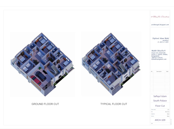 Make plan, 3d model, detail, section and render in revit by Tafsirul ...