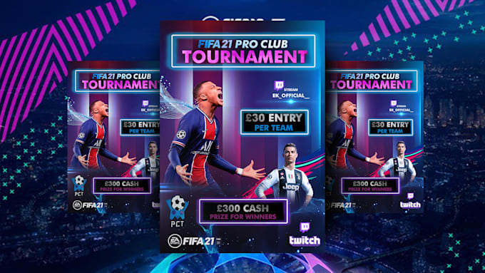 Make a professional sports gaming flyer for a youtube or twitch event ...