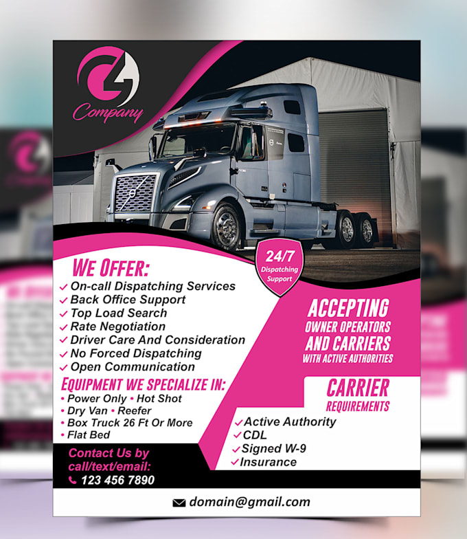Design awesome trucking, dispatching, cargo, freight broker flyers by ...