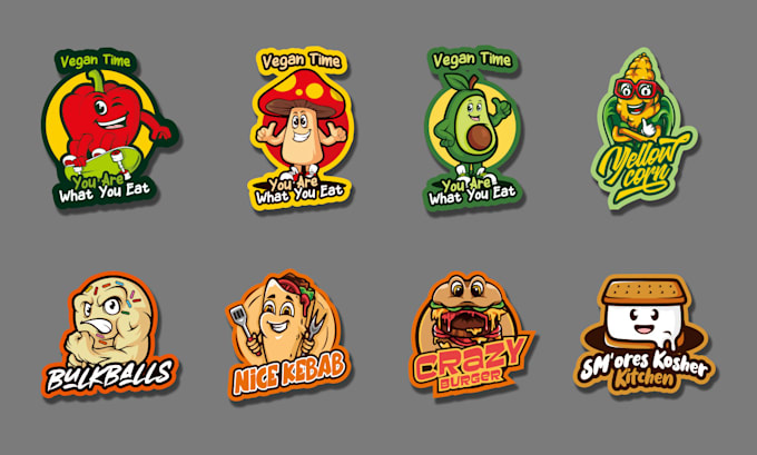 Creat unique food character cartoon mascot logo design for your your ...