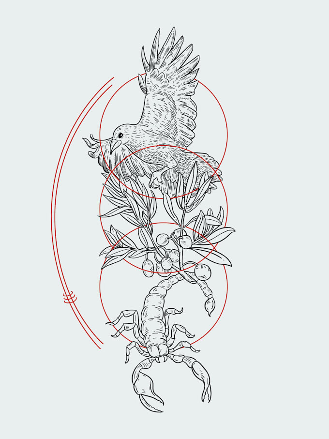 Hand drawn a unique tattoo with my collage art style by Seninoon | Fiverr