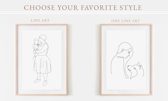Create personalised custom portrait gift in minimal line art by ...