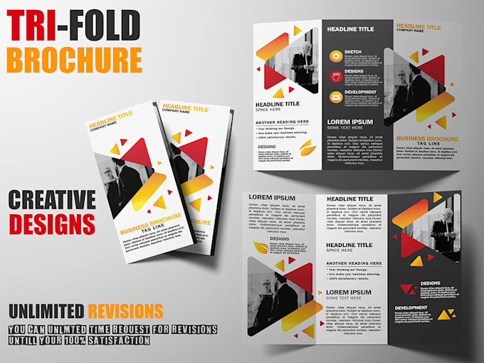 Design bifold, trifold, single sided double sided brochure