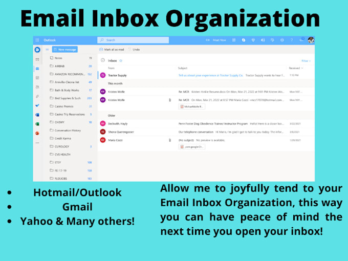 Establish an organized email inbox for you by Maria_c27 | Fiverr