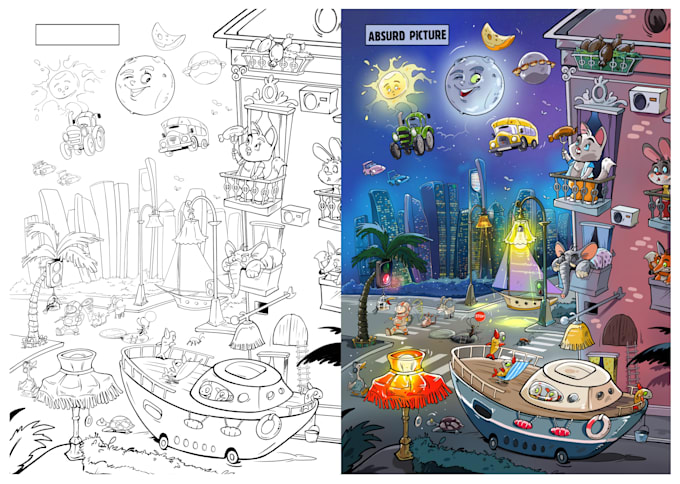 Draw hidden object pictures or look and find illustrations by ...