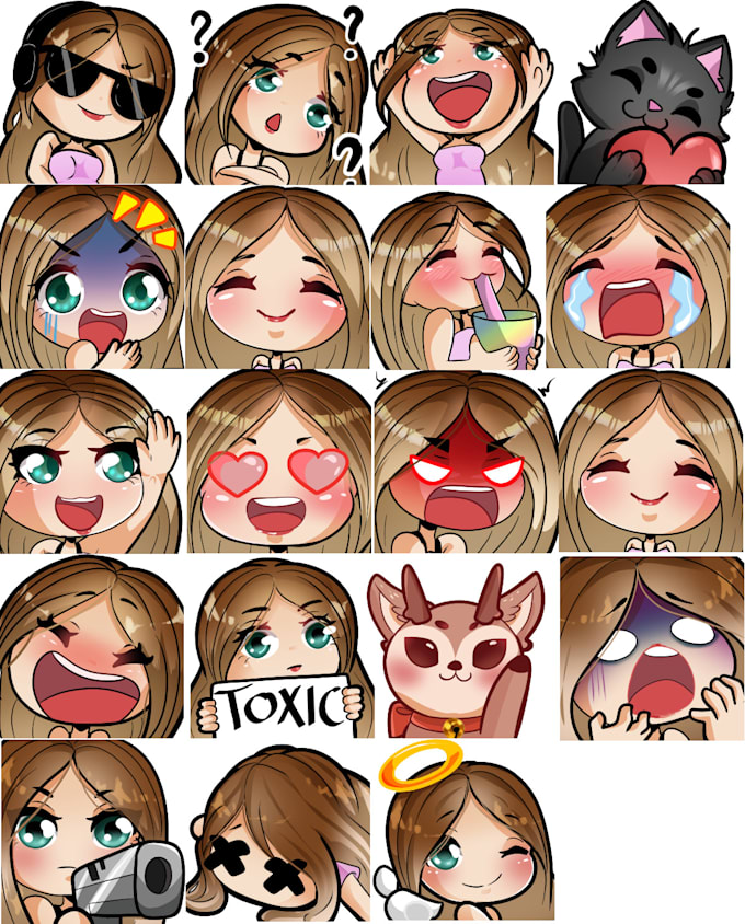 Make twitch emotes or badgets or cheer badgets by Wofiira | Fiverr