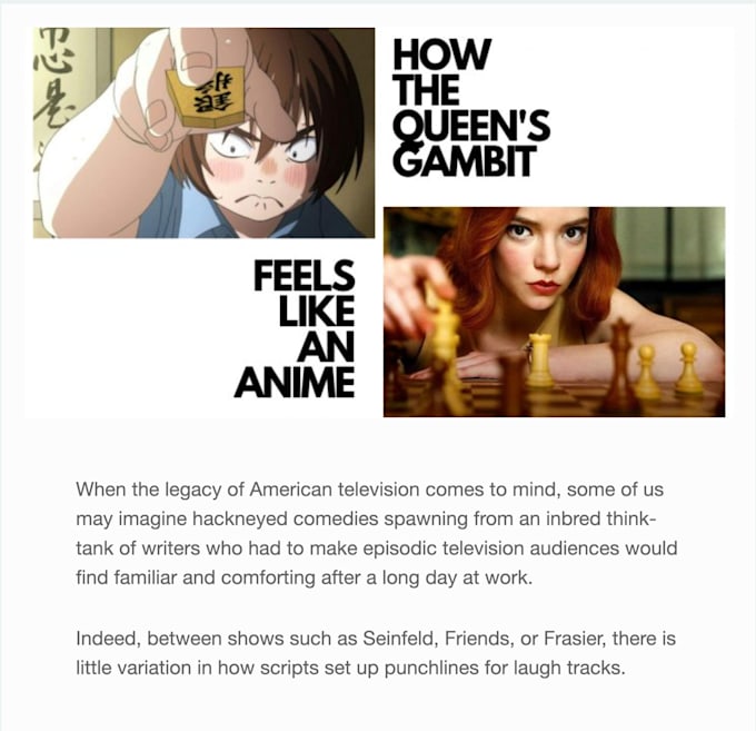 Write engaging anime content for you by Quitobarajas | Fiverr