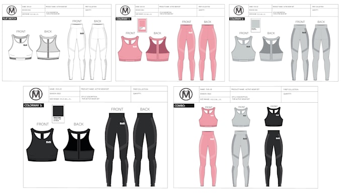 Create detailed tech pack for activewear brand by Omkarmaker | Fiverr