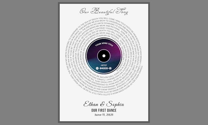 Create personalized song lyrics print wall art design by Picretouch ...