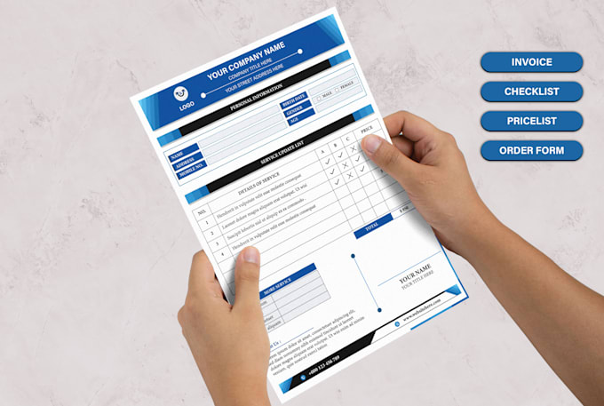 Create invoice, checklist,price list, order form, worksheet, letterhead ...