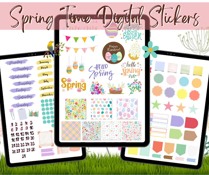 Make spring time digital stickers by Corahale | Fiverr