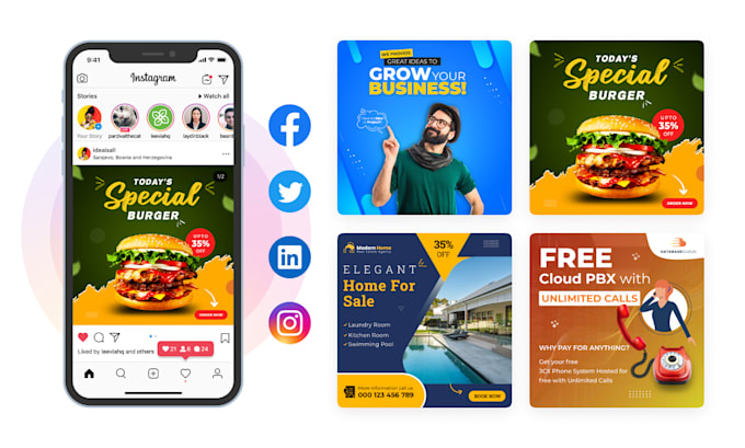 Do facebook or instagram posts, banner ads, story design by Point_squad ...