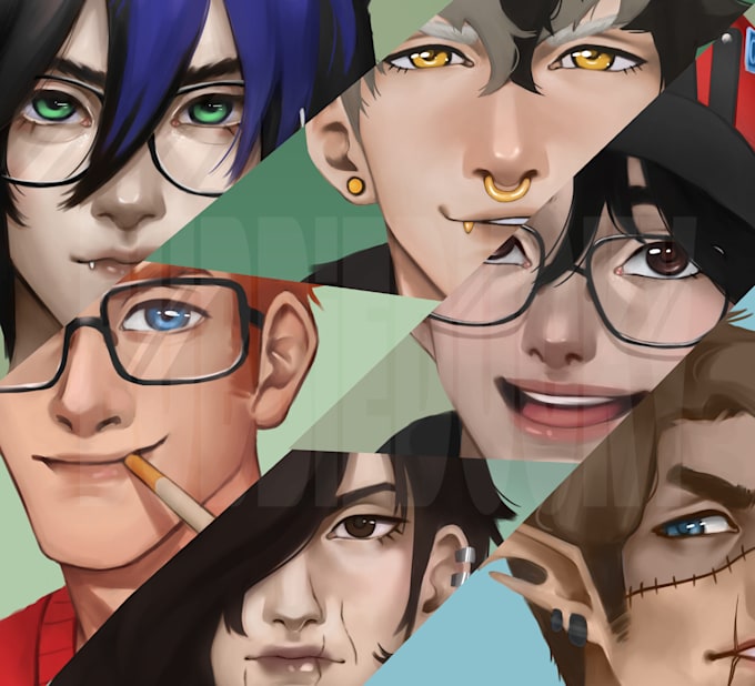 Draw full rendered headshots of your ocs semi realistic by Bubbieducky ...