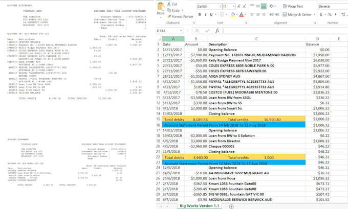 Convert bank statement pdf to excel, csv and google sheet by Harisshah61 | Fiverr