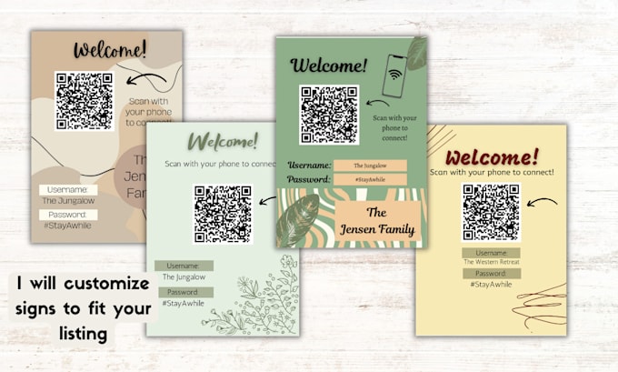 Create a customized qr code sign for your rental by Wanderingklyn | Fiverr