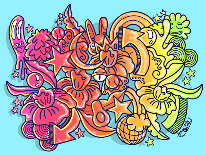 Create a custom digital doodle art within 1 day by Mintykiwi | Fiverr