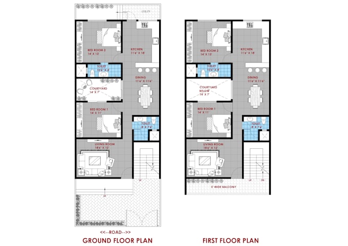 Design architectural floor plans with interior layout by Justarchi | Fiverr