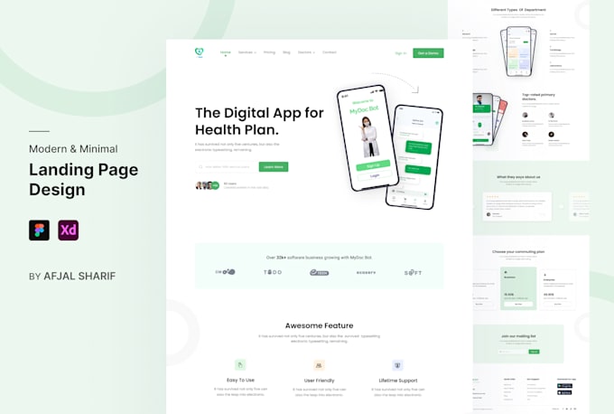 Do clean modern professional web landing page ui ux design by ...
