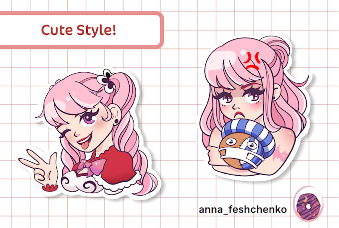 Draw half body chibi character art in my cute style by Anna_feshchenko ...