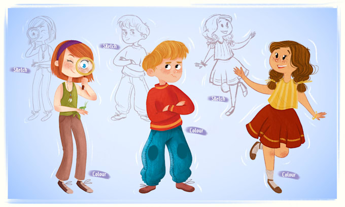 Drawing your children in cartoon style by Ritads_art | Fiverr