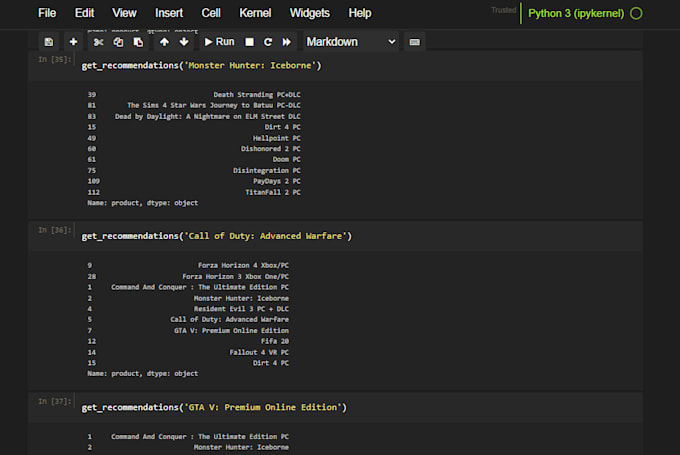 Build a recommendation system using python by Arham_bakhshi | Fiverr