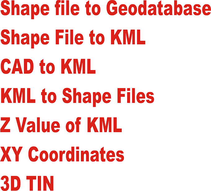 Do data conversions, cad,kml,shape file,geodatabases, attributes table ...